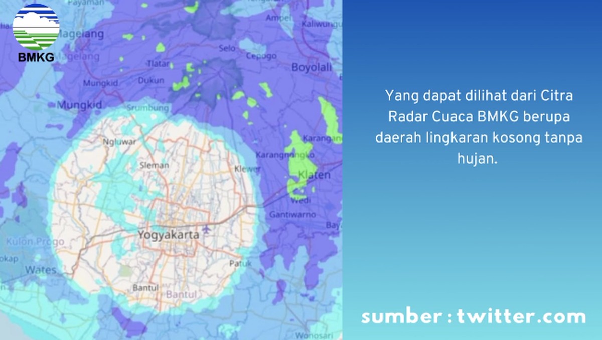 Viral Langit Yogyakarta 'Bolong' di Foto Radar, Ini Kata BMKG